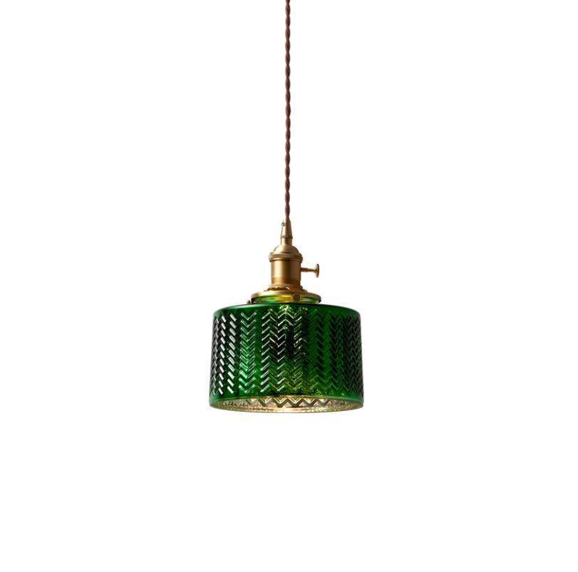 LED Retro Loft Green Glass Pendant Light | DWHOME